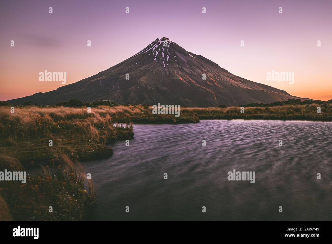 Mt Taranaki viewed from the Pouakai Range, Egmont National Park, New ...