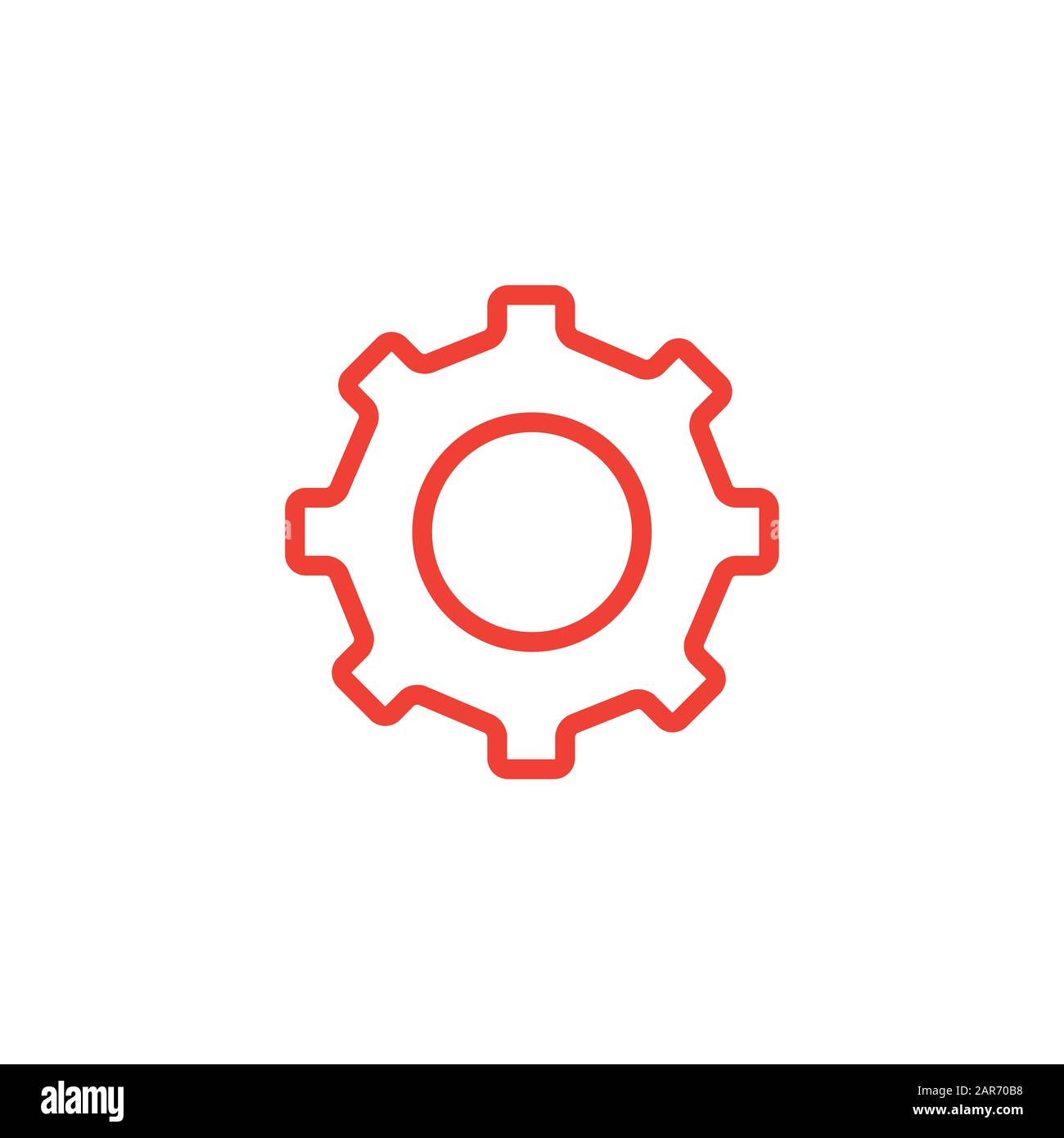 Gear Line Red Icon On White Background. Red Flat Style Vector ...
