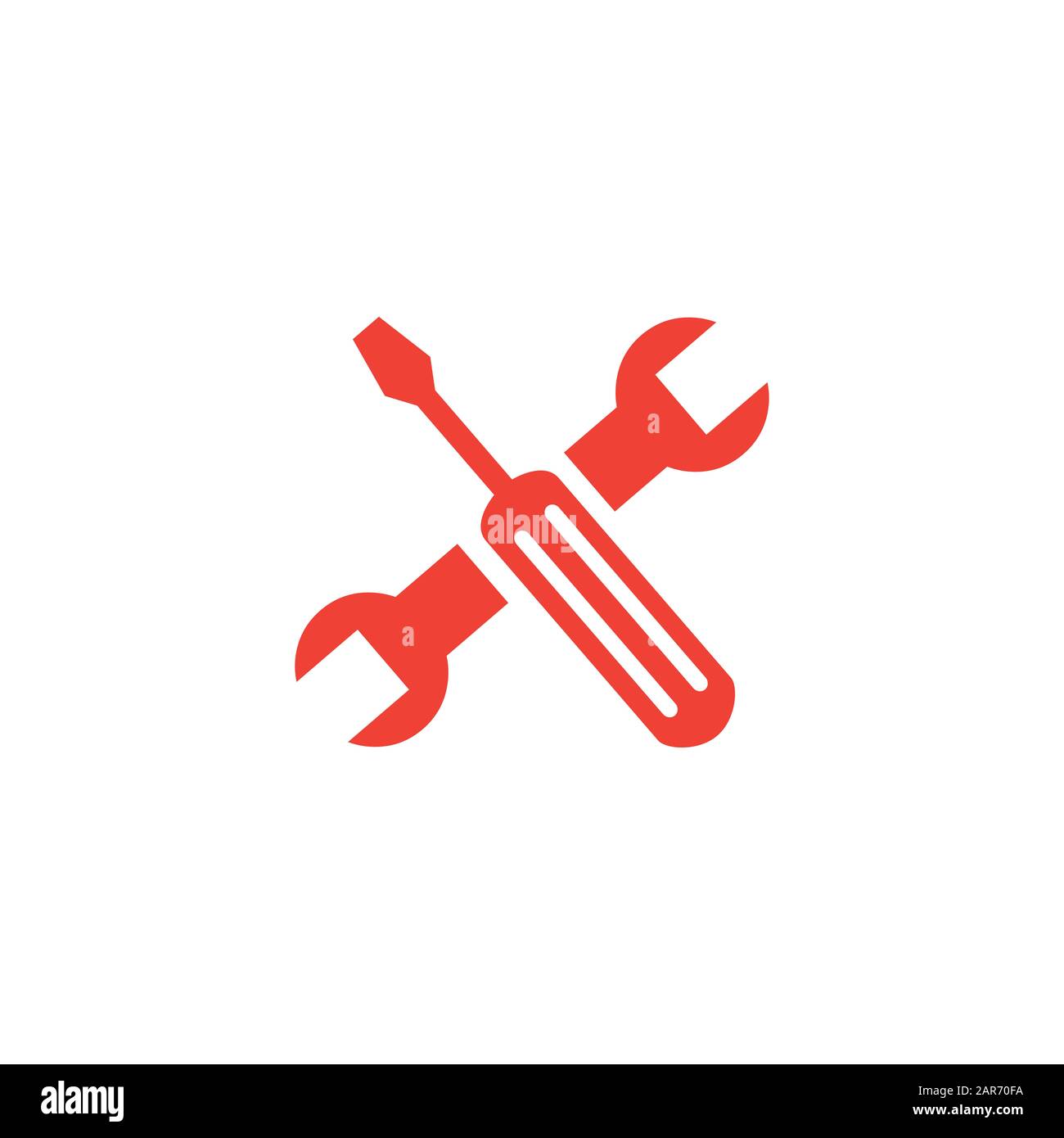 Screwdriver And Wrench Red Icon On White Background. Red Flat Style ...