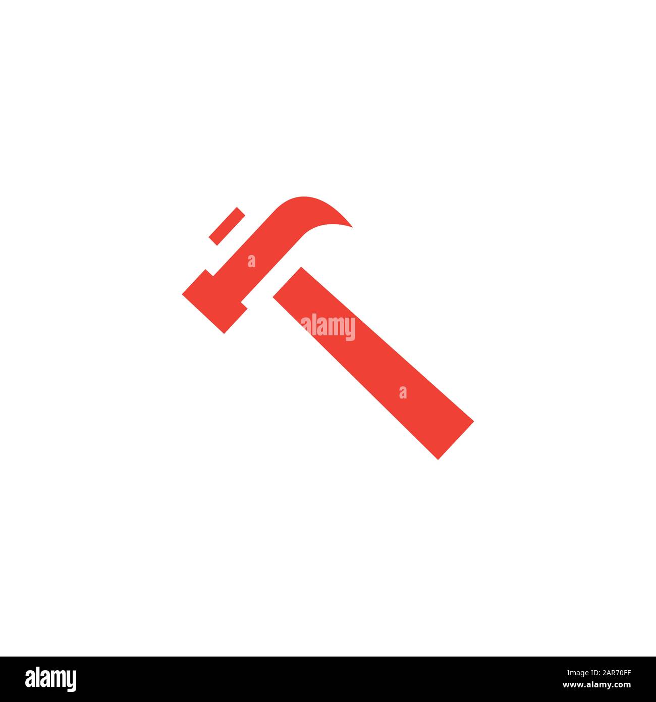 Hammer Red Icon On White Background. Red Flat Style Vector Illustration ...