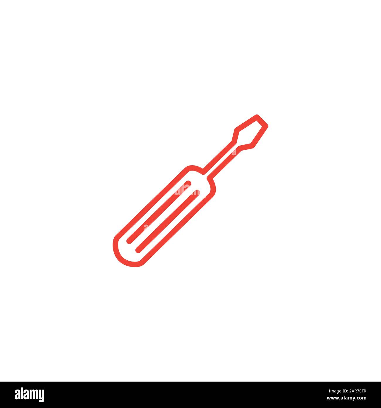 Screwdriver Line Red Icon On White Background. Red Flat Style Vector ...