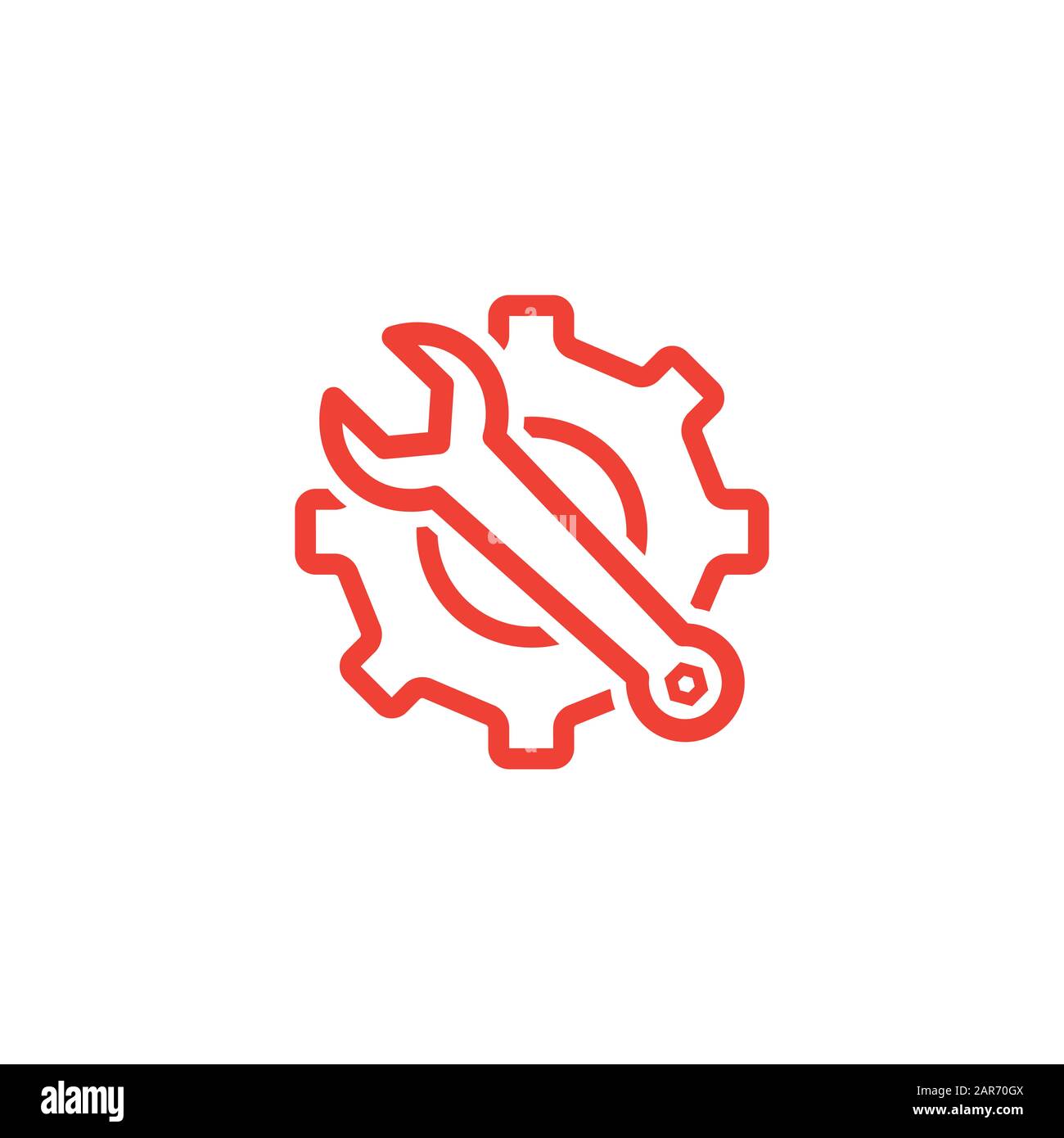 Service Tools Red Line Icon On White Background. Red Gear Wheel ...