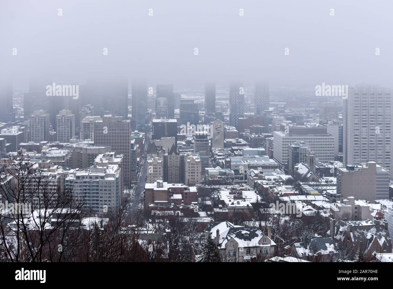 city buildings in the fog Stock Photo - Alamy