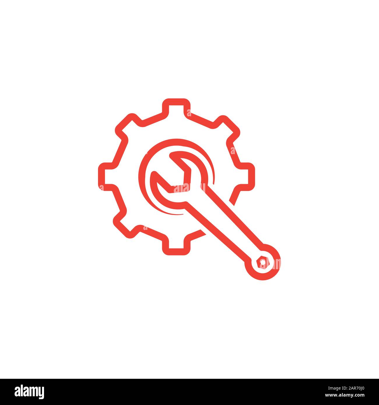 Service Tools Red Line Icon On White Background. Red Gear Wheel ...
