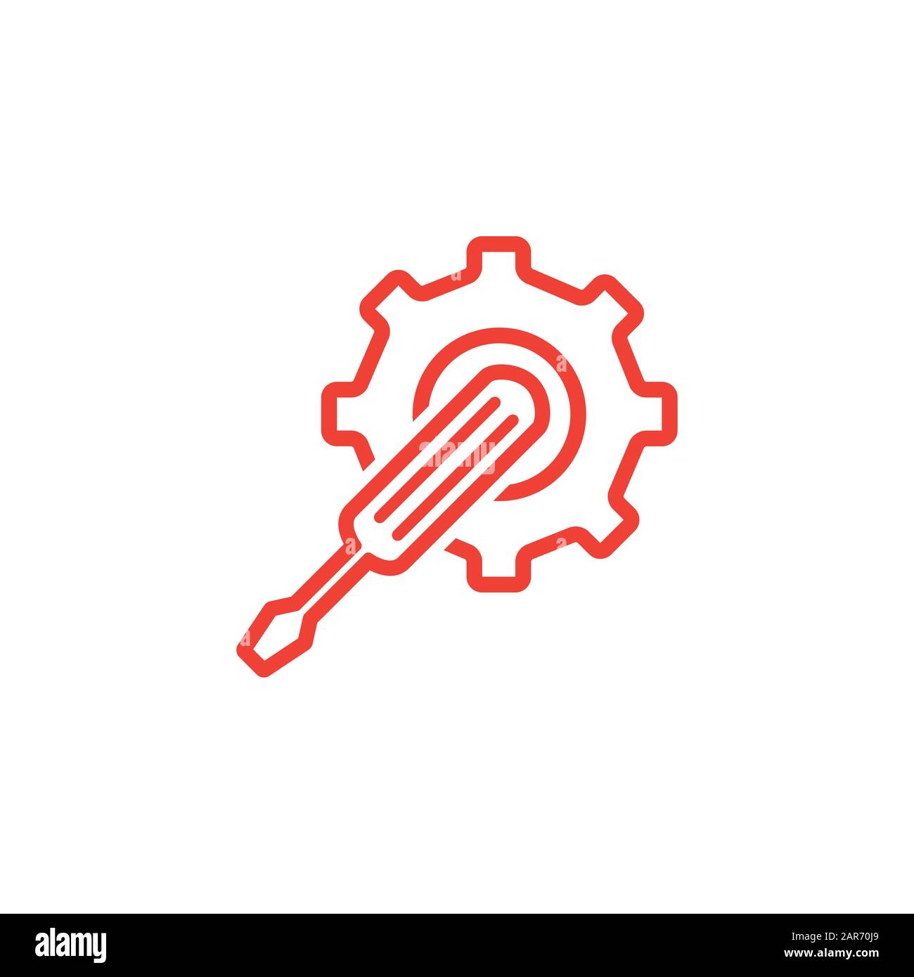 Service Tools Red Line Icon On White Background. Red Gear Wheel ...