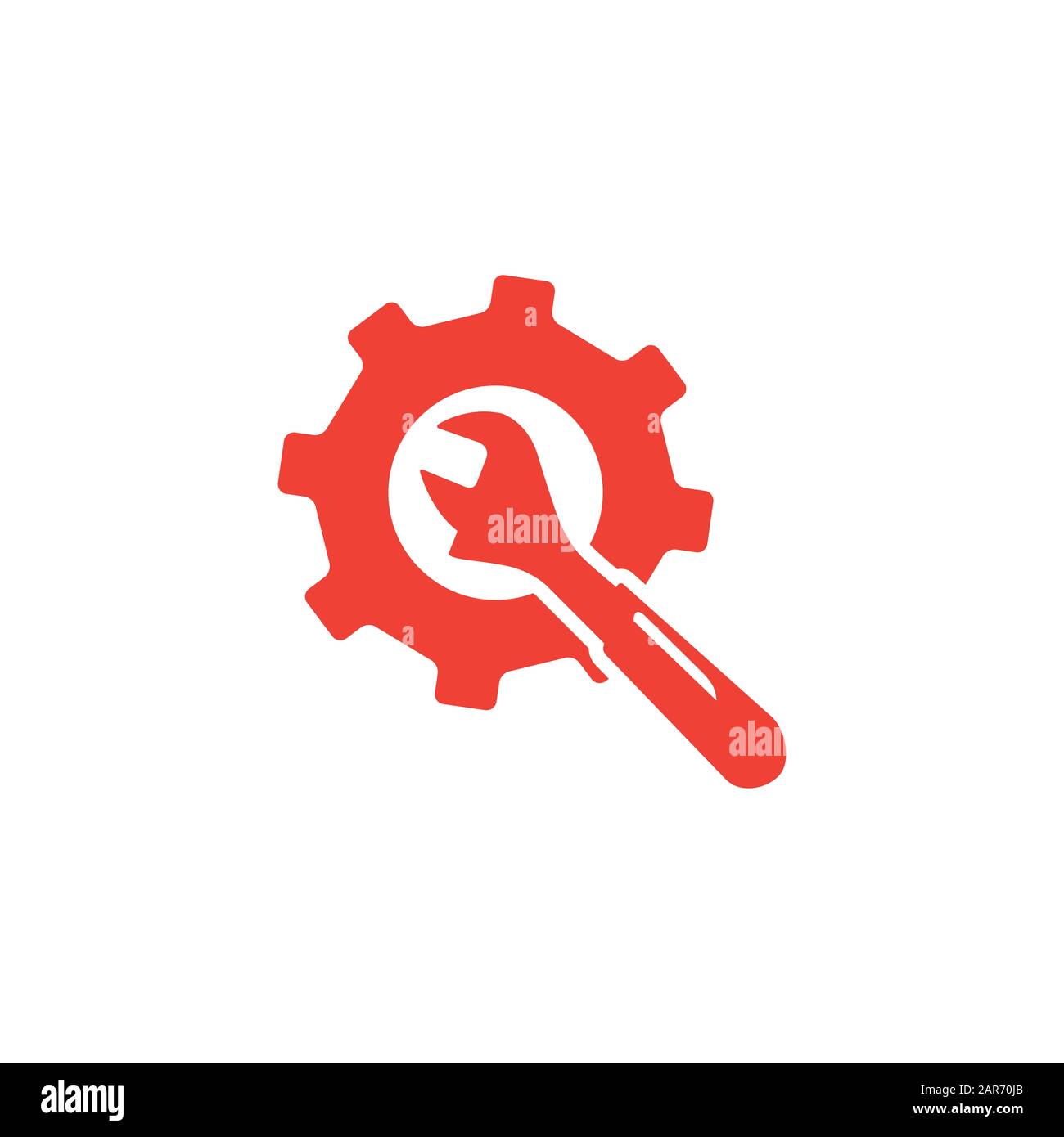 Service Tools Red Icon On White Background. Red Gear Wheel & Hammer ...