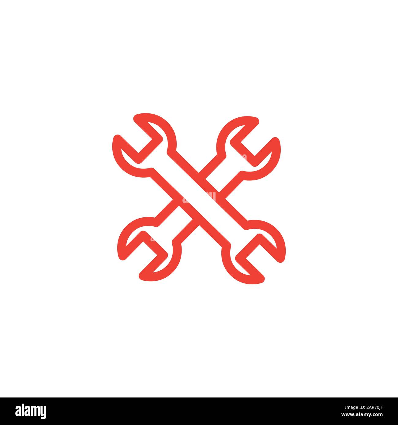 Wrench Crossed Line Red Icon On White Background. Red Flat Style Vector ...