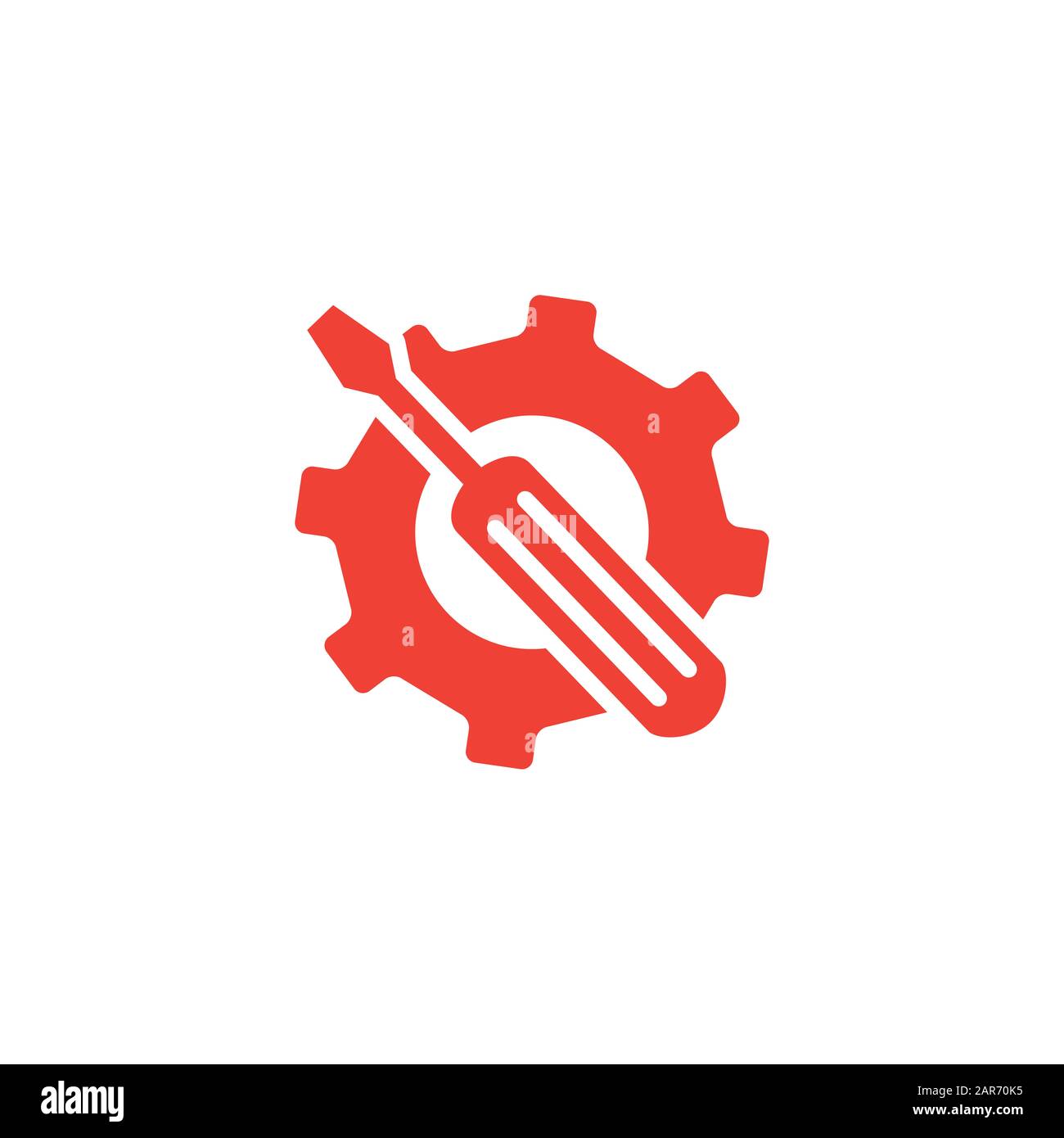 Service Tools Red Icon On White Background. Red Gear Wheel & Hammer ...