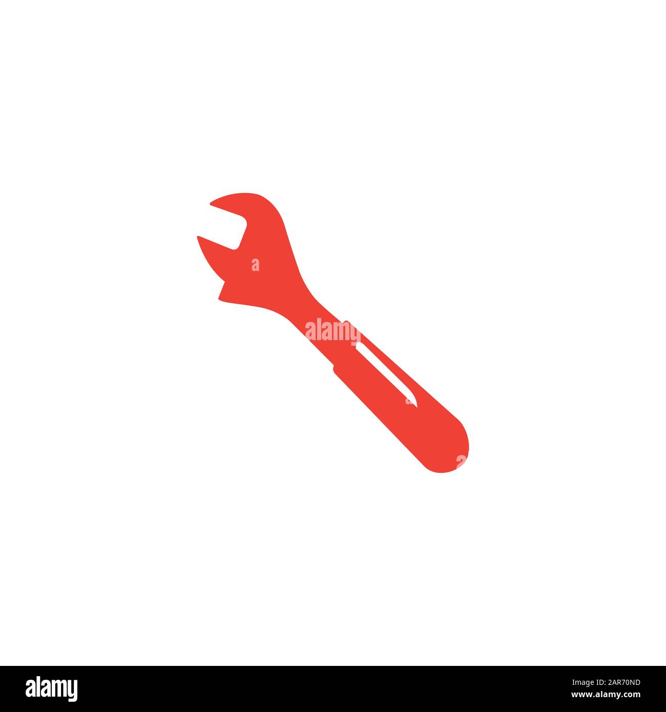 Wrench Red Icon On White Background. Red Flat Style Vector Illustration ...
