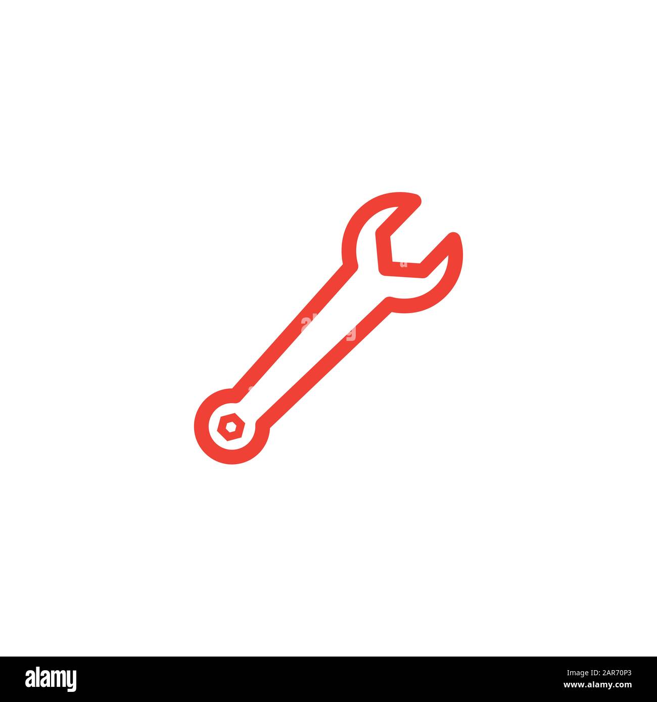 Wrench Line Red Icon On White Background. Red Flat Style Vector ...