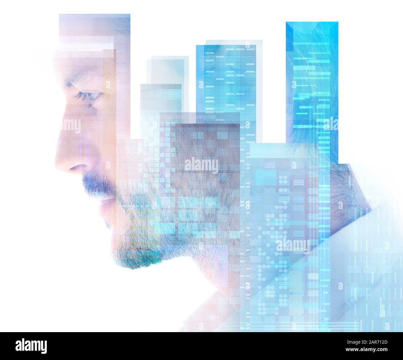 A portrait combined with a digital illustration Stock Photo - Alamy
