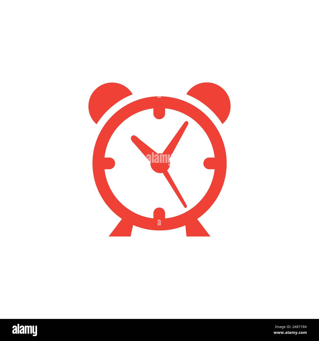 Alarm Clock Red Icon On White Background. Red Flat Style Vector ...