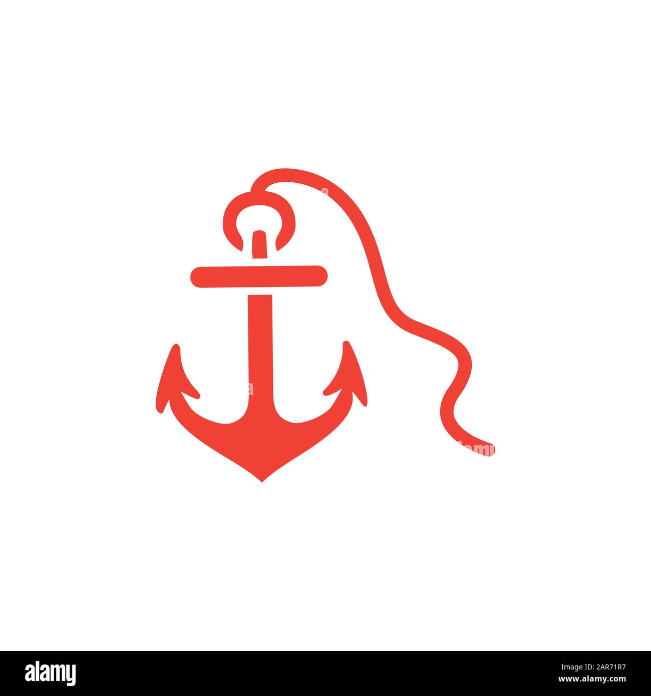 Anchor Red Icon On White Background. Red Flat Style Vector Illustration ...
