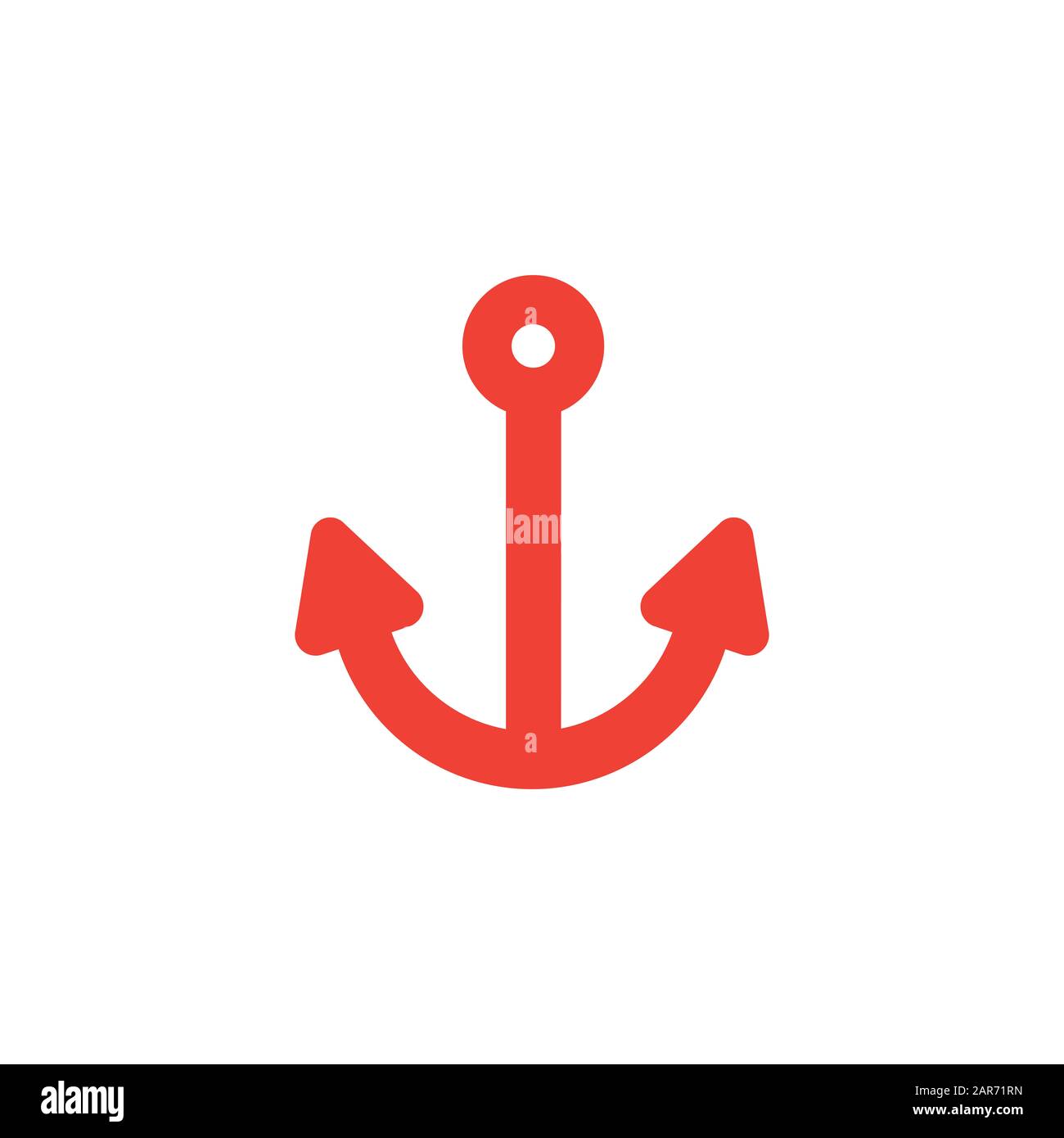 Anchor Red Icon On White Background. Red Flat Style Vector Illustration ...