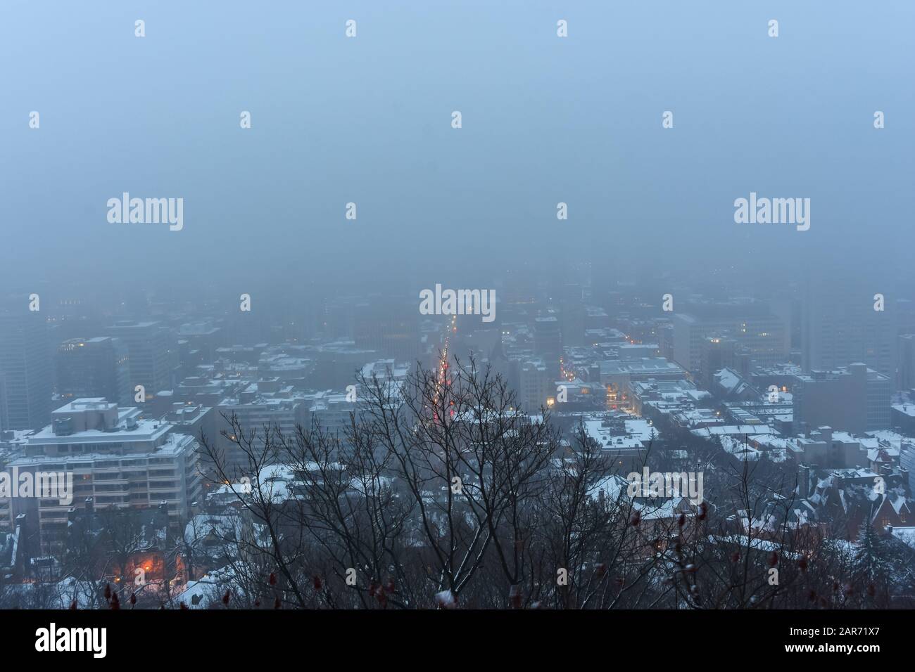 city buildings in the fog Stock Photo - Alamy
