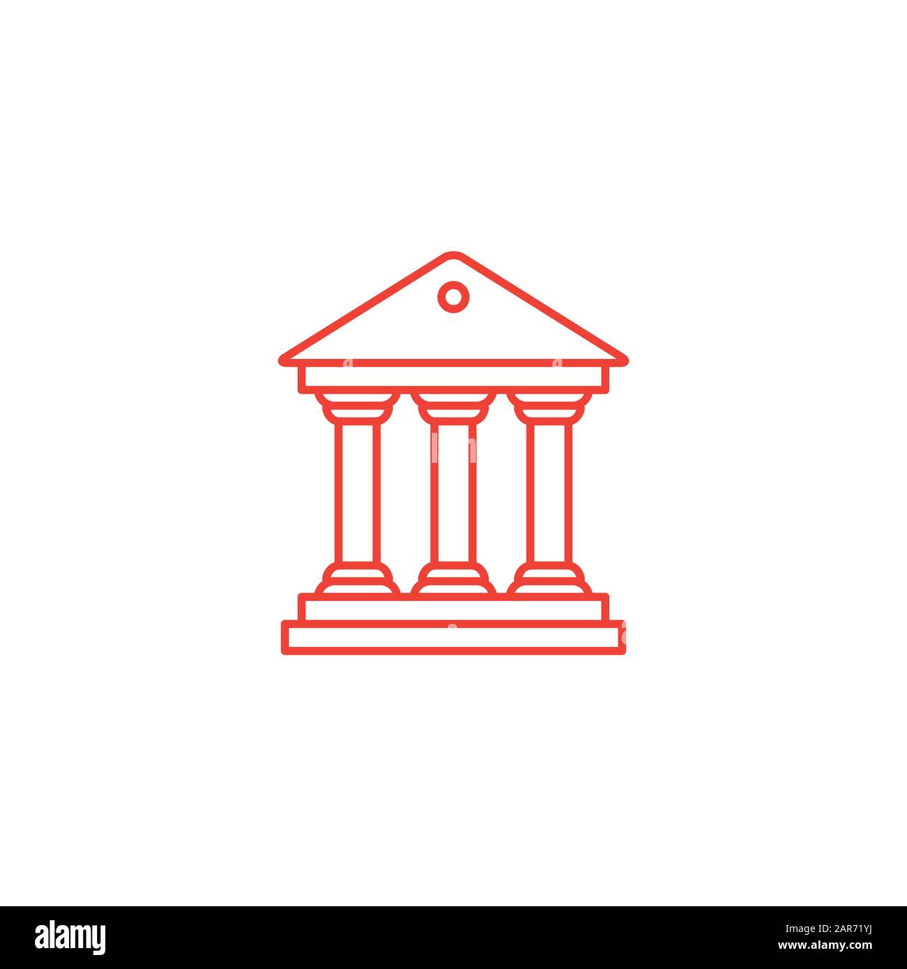Bank Line Red Icon On White Background. Red Flat Style Vector ...