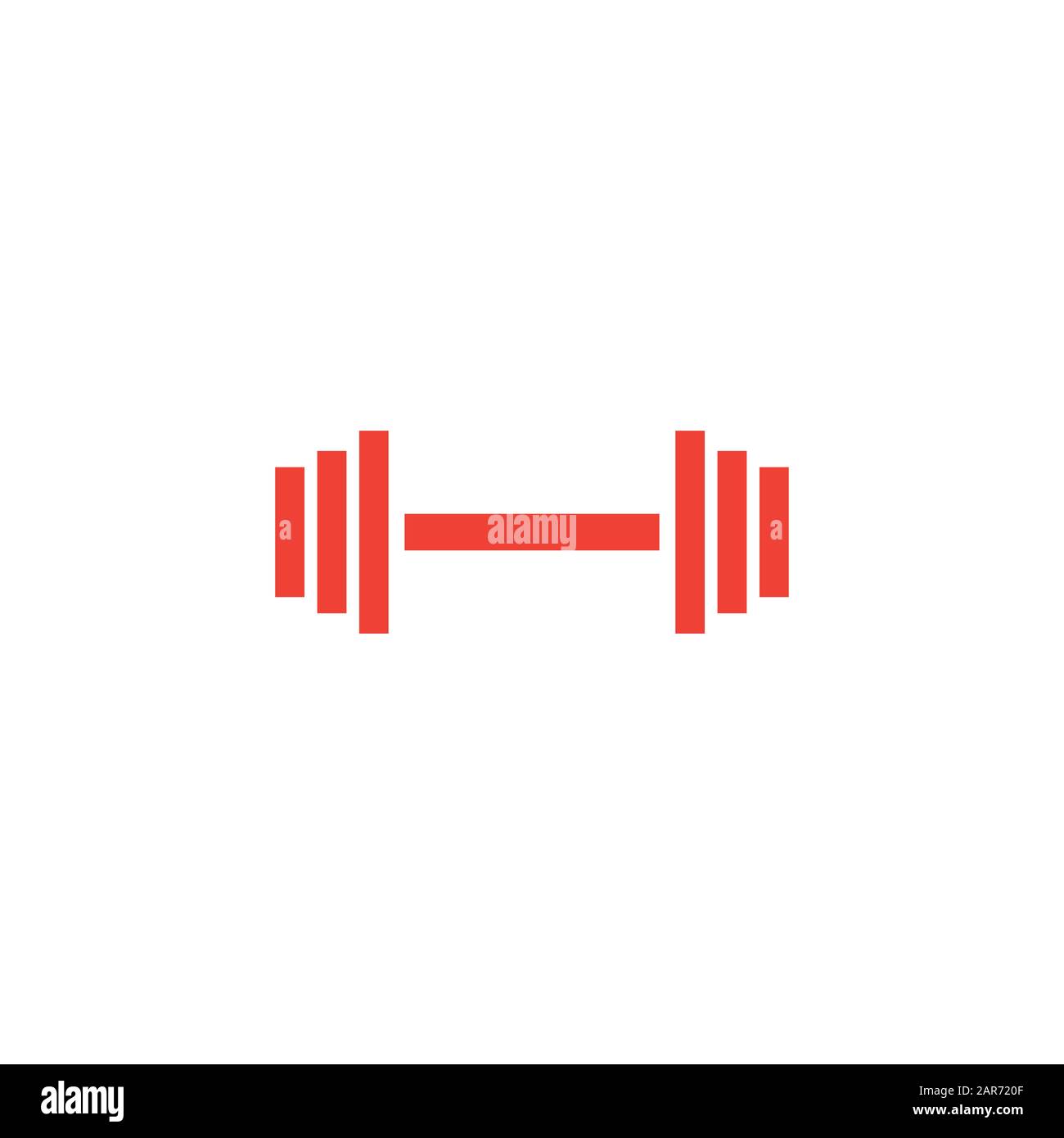 Barbell Line Red Icon On White Background. Red Flat Style Vector ...