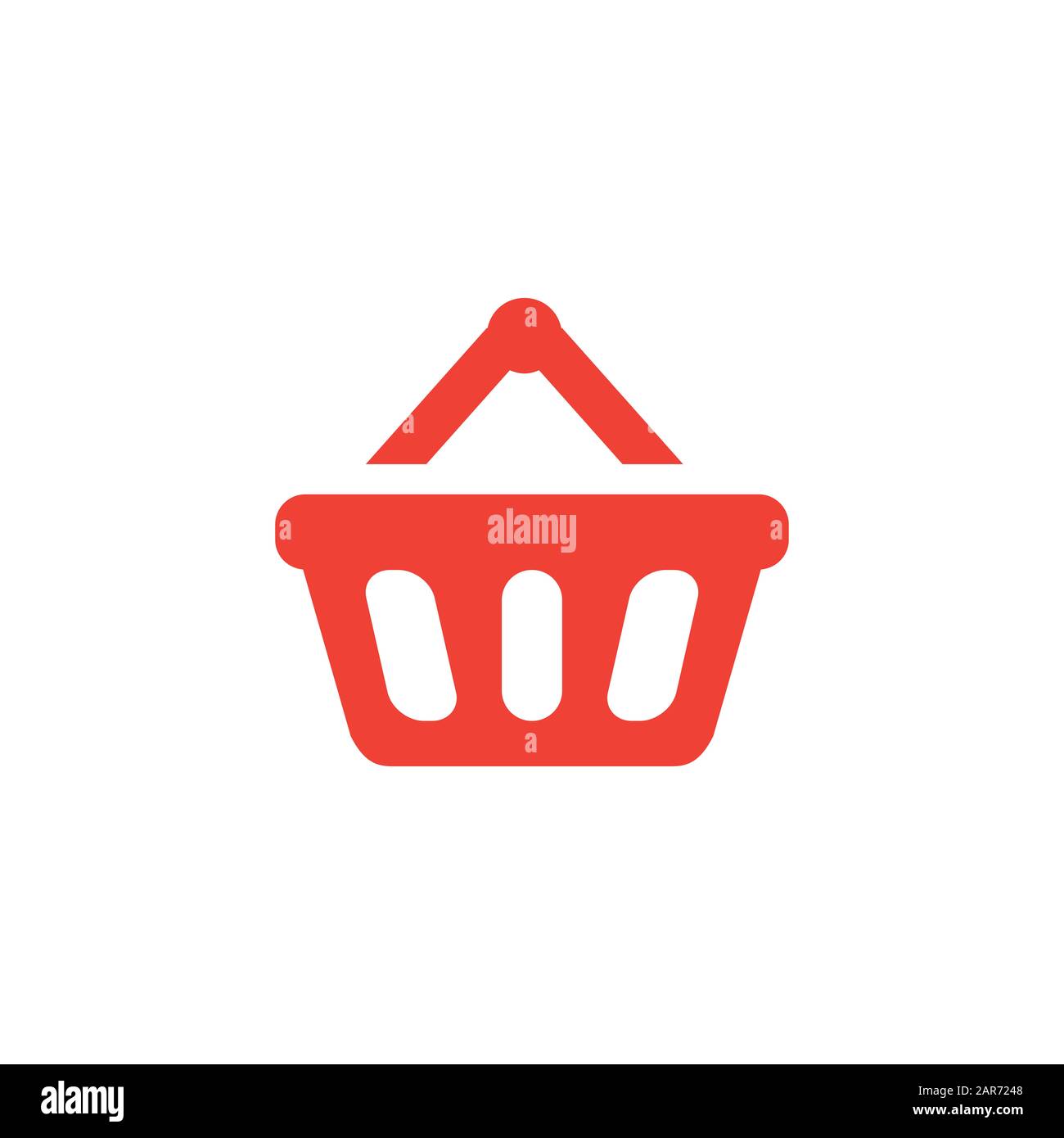 Basket Red Icon On White Background. Red Flat Style Vector Illustration ...
