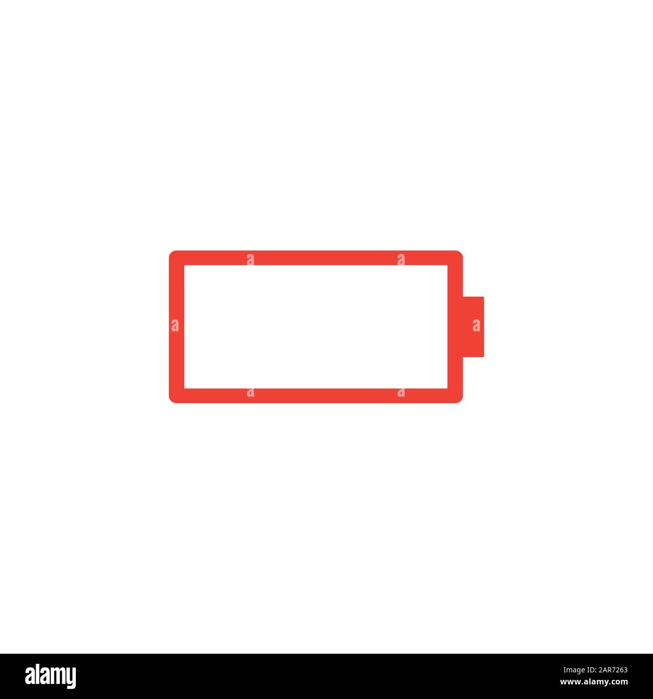 Battery Red Icon On White Background. Red Flat Style Vector ...