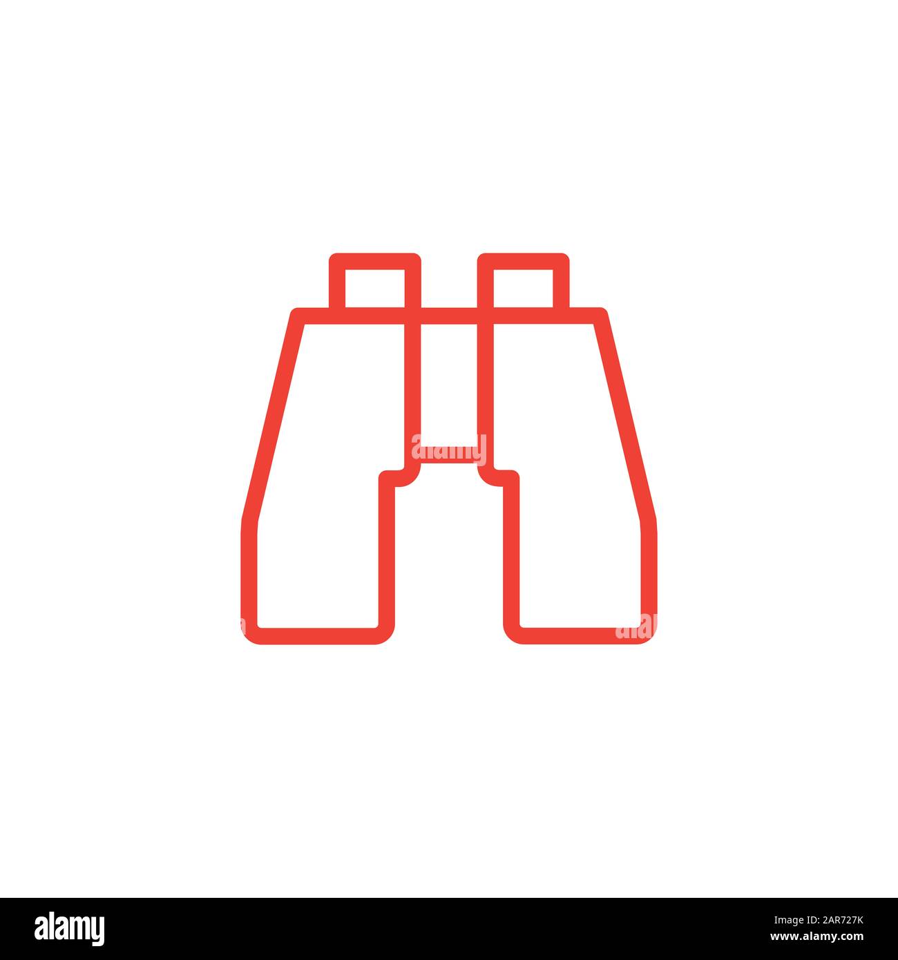 Binocular Line Red Icon On White Background. Red Flat Style Vector ...