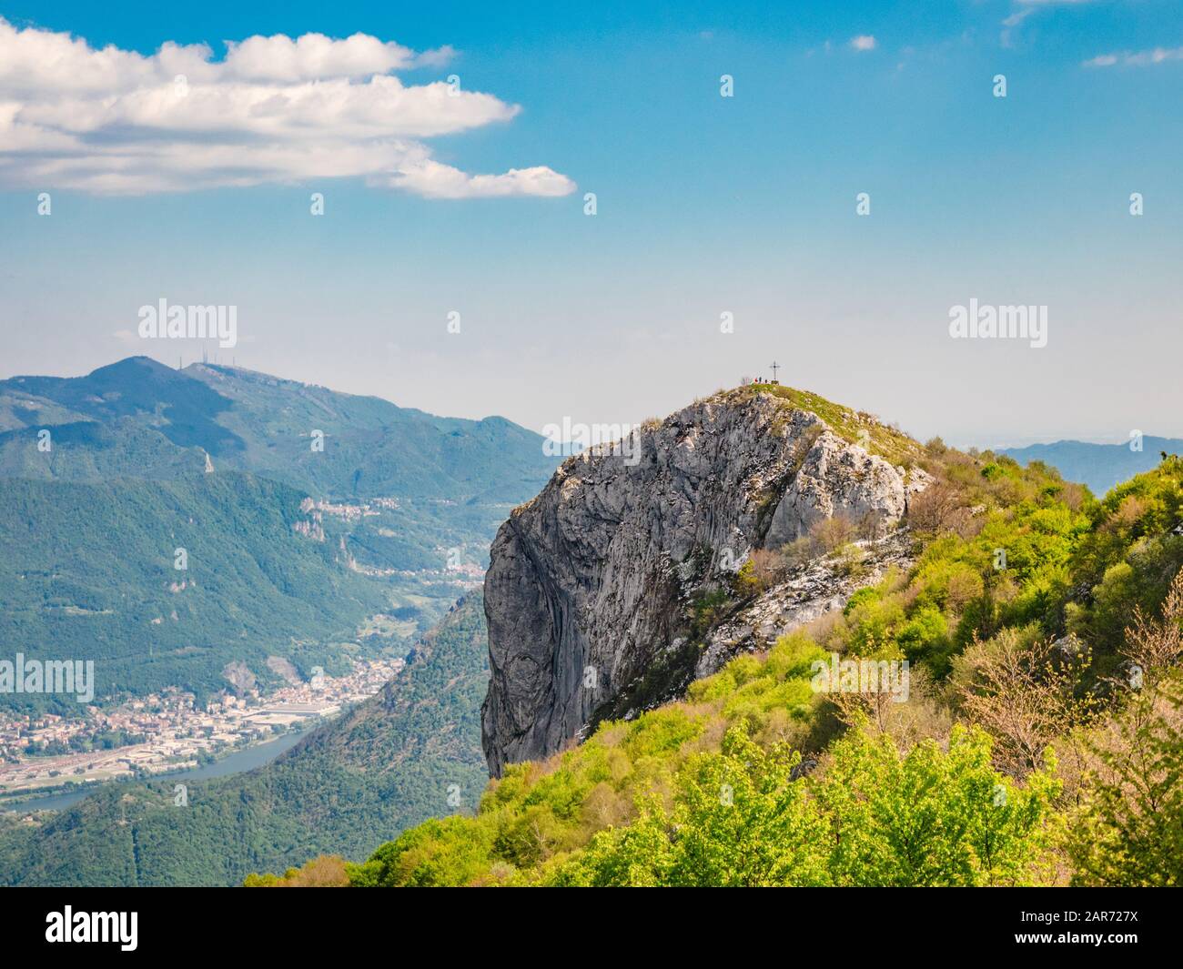 Corni di Canzo and city of Lecco in background, Lombardy, Italy Stock ...
