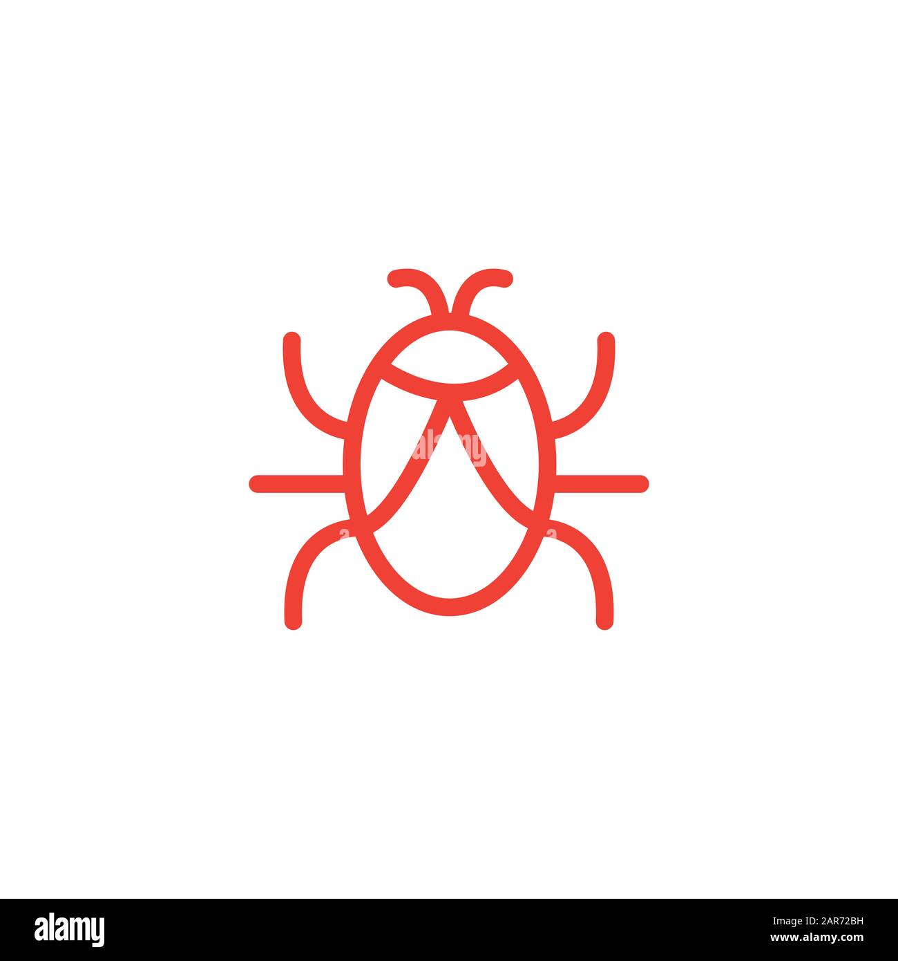 Bug Line Red Icon On White Background. Red Flat Style Vector ...
