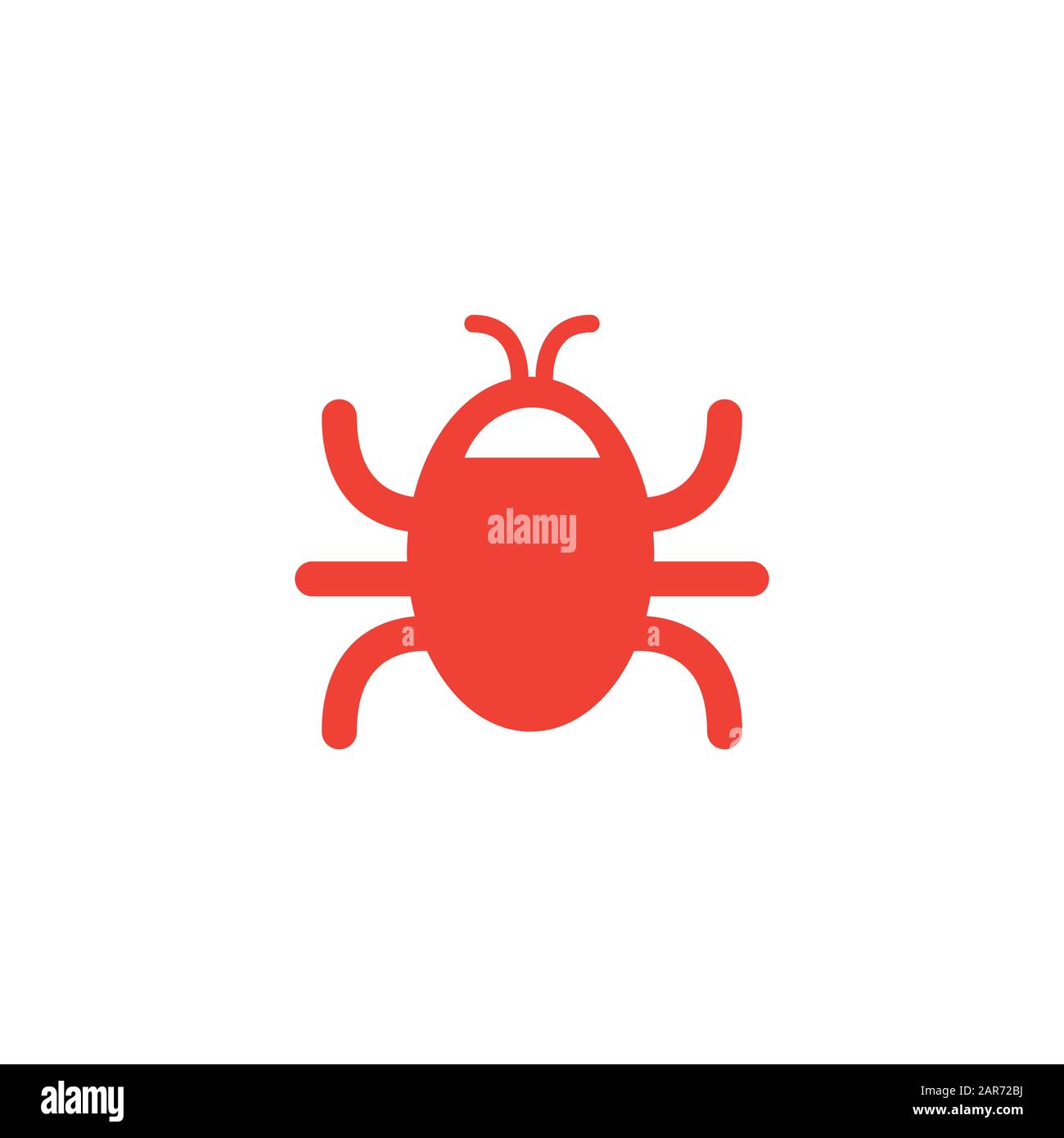 Bug Red Icon On White Background. Red Flat Style Vector Illustration ...