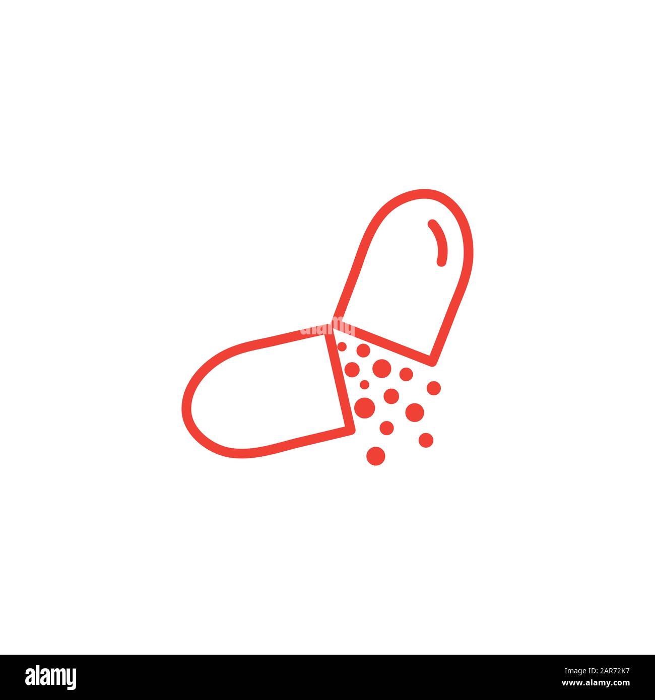 Capsule Line Red Icon On White Background. Red Flat Style Vector ...