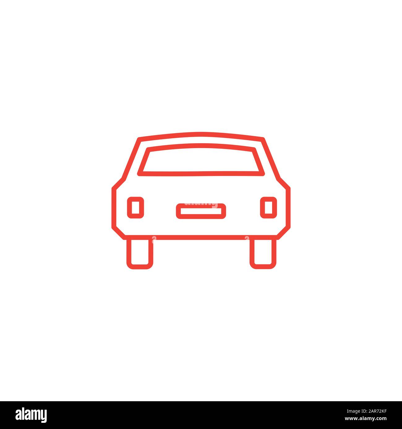 Car Line Red Icon On White Background. Red Flat Style Vector ...