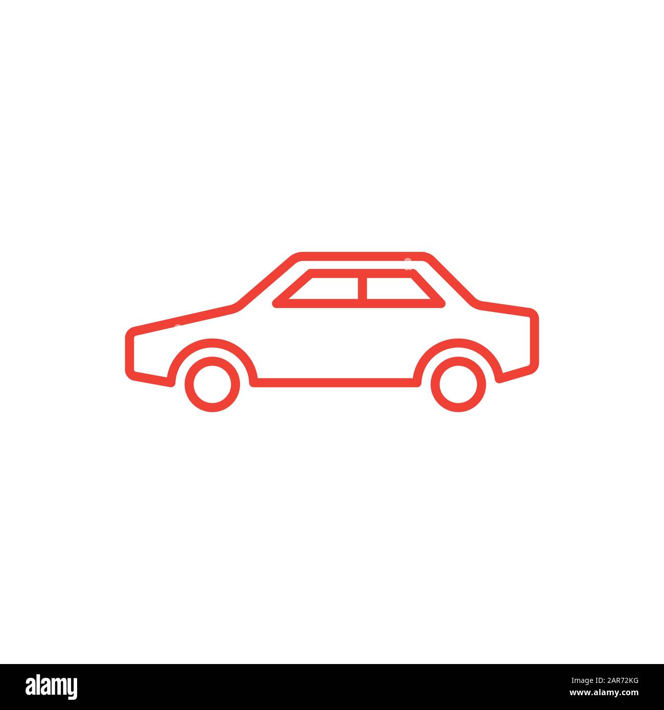 Car Line Red Icon On White Background. Red Flat Style Vector ...