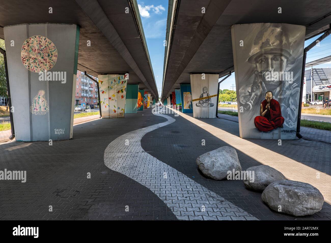 Tibetan Gallery murals at the Tibet Roundabout in the Wola district of ...