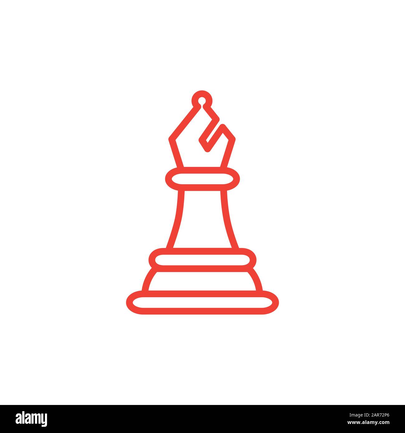 Chess Bishop Line Red Icon On White Background. Red Flat Style Vector ...
