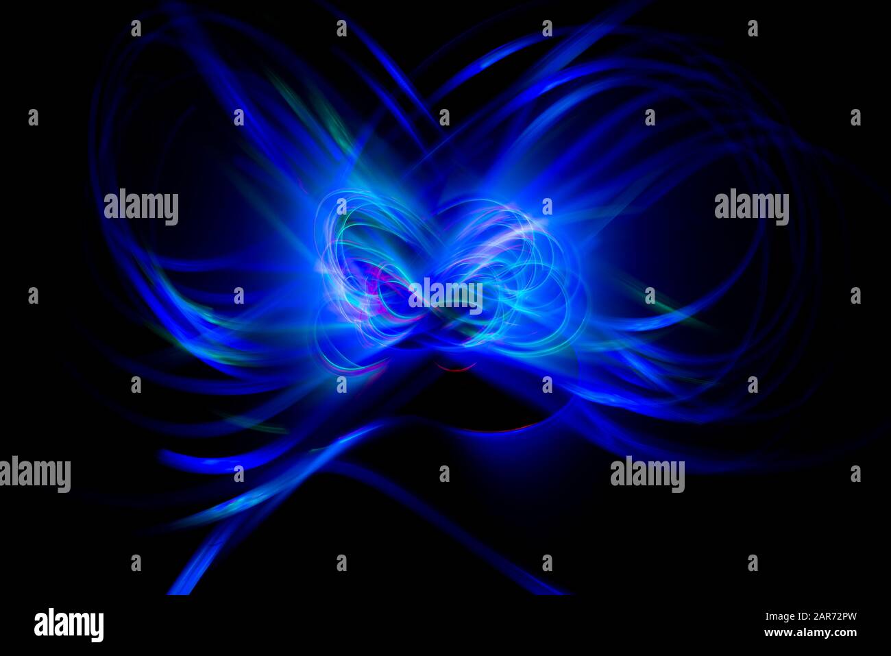 Abstract background with blue color light painting like infinity sign ...