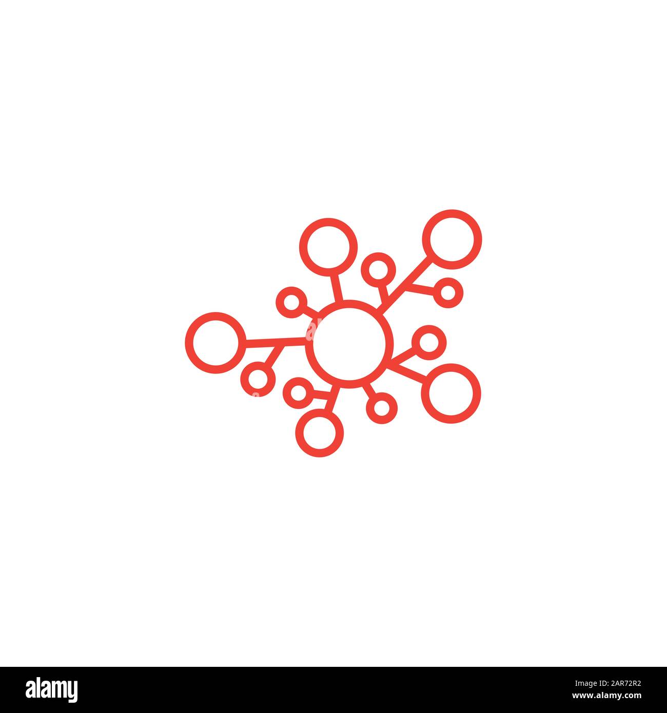 Chemical Bond Line Red Icon On White Background. Red Flat Style Vector ...