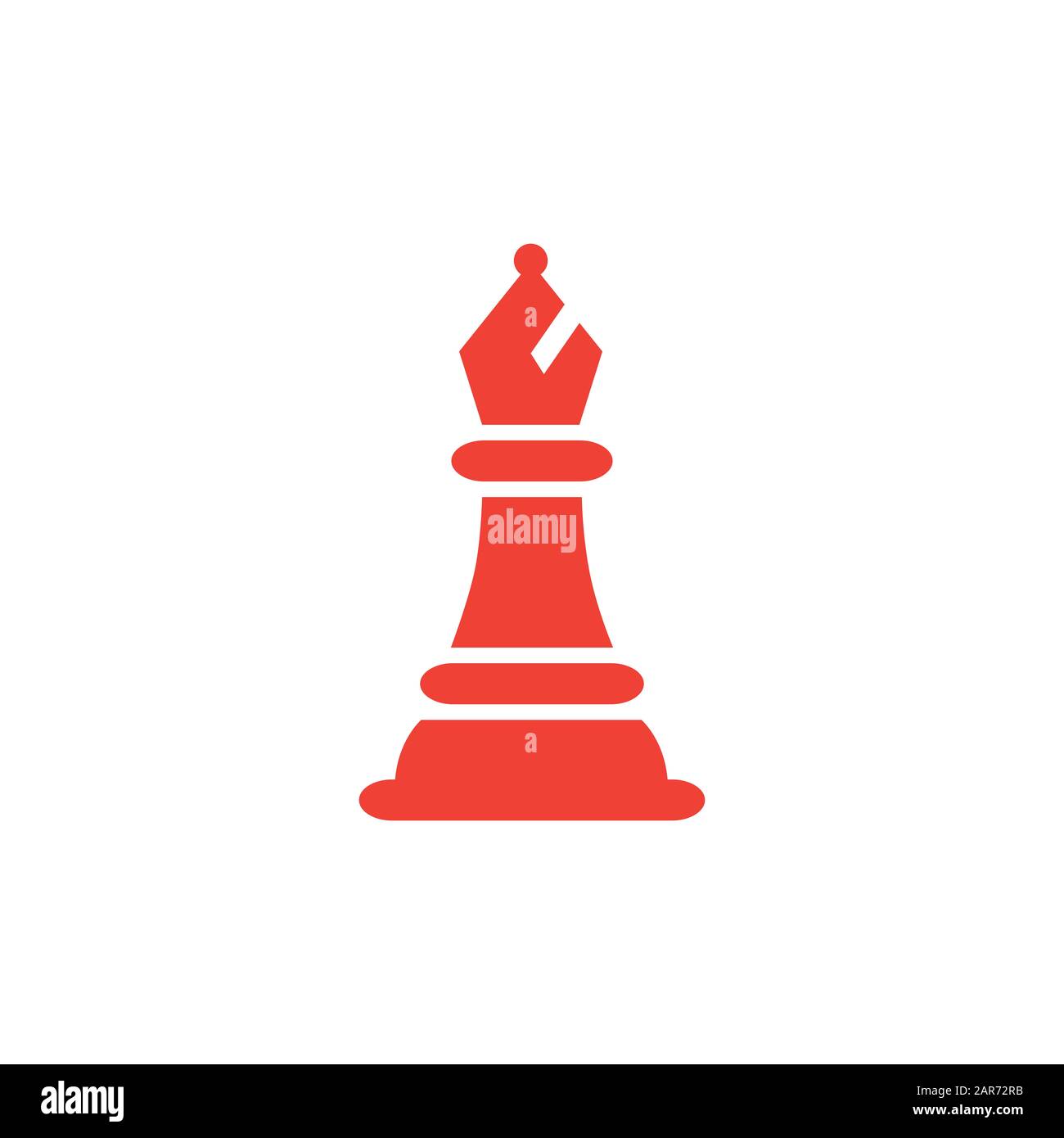 Chess Bishop Red Icon On White Background. Red Flat Style Vector ...