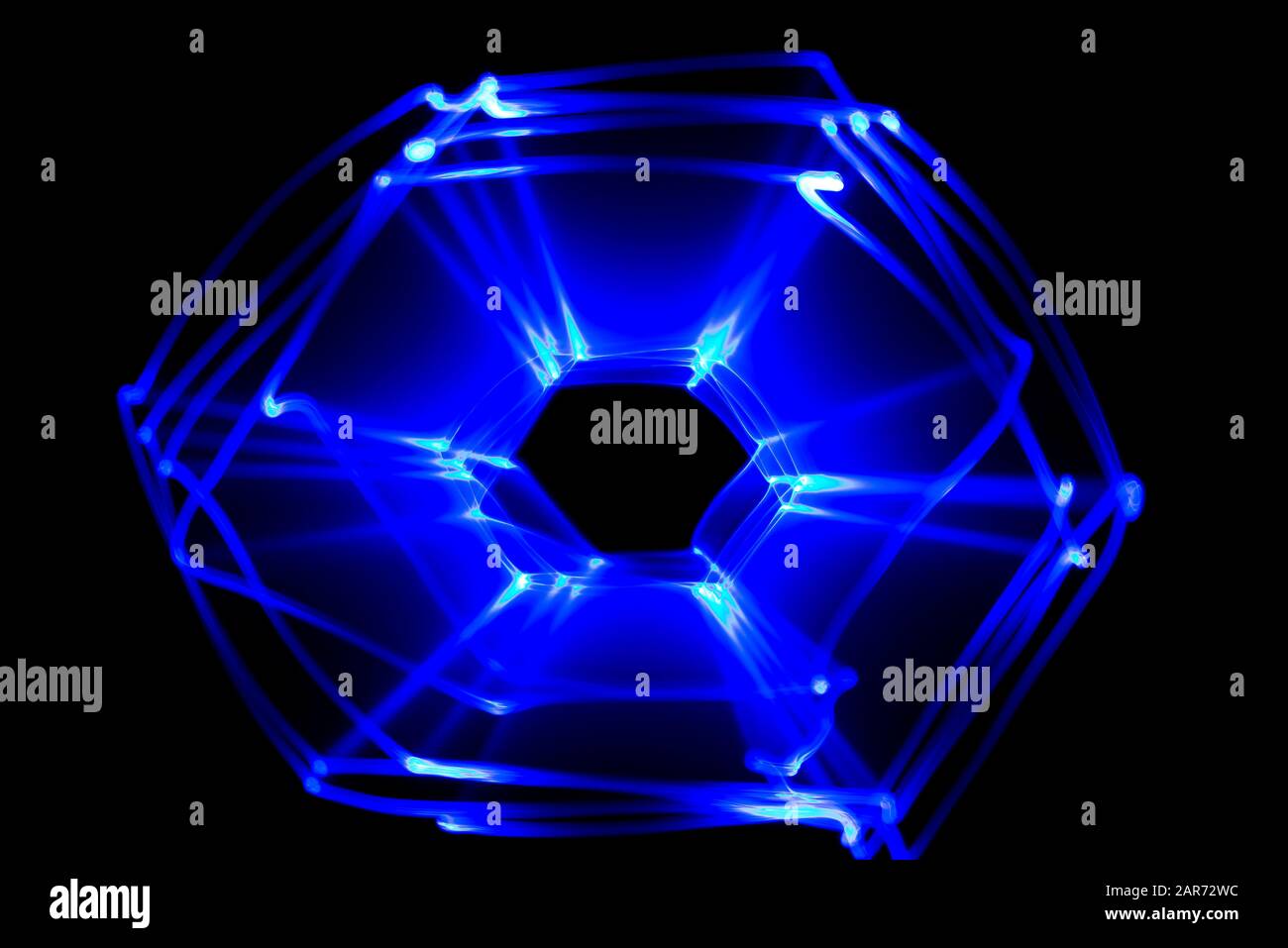 Abstract background with blue color light painting like six angle Stock ...