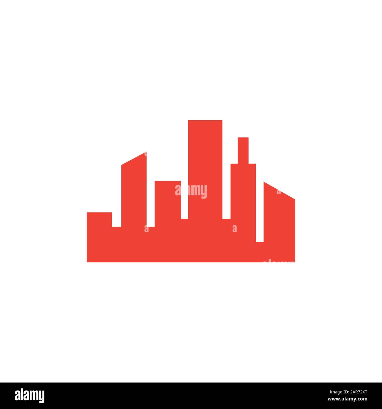 Cityscape Red Icon On White Background. Red Flat Style Vector ...