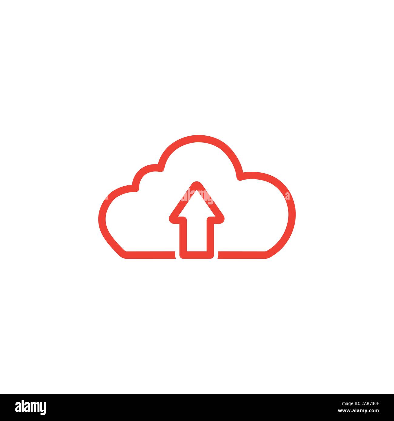 Cloud Upload Line Red Icon On White Background. Red Flat Style Vector ...
