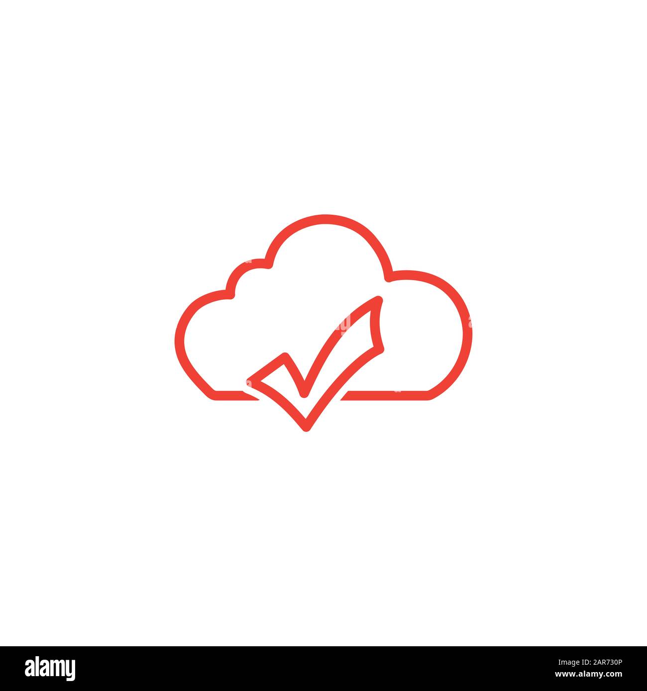 Cloud Right Line Red Icon On White Background. Red Flat Style Vector ...