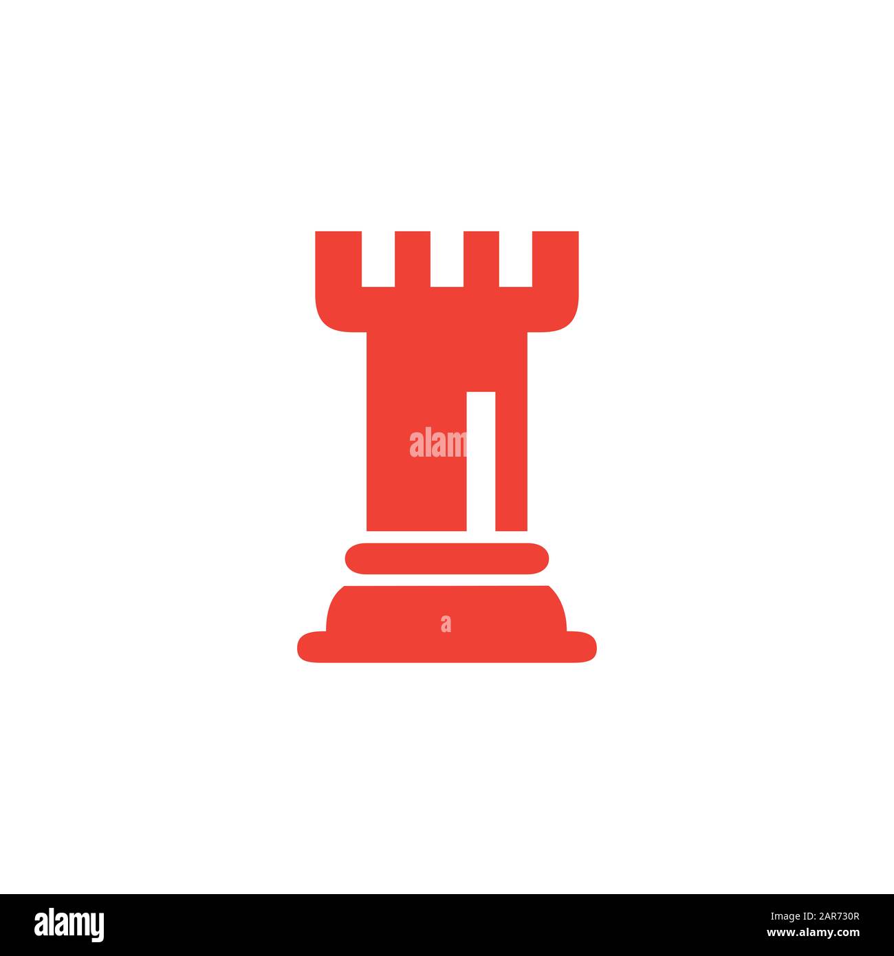 Chess Rook Red Icon On White Background. Red Flat Style Vector ...