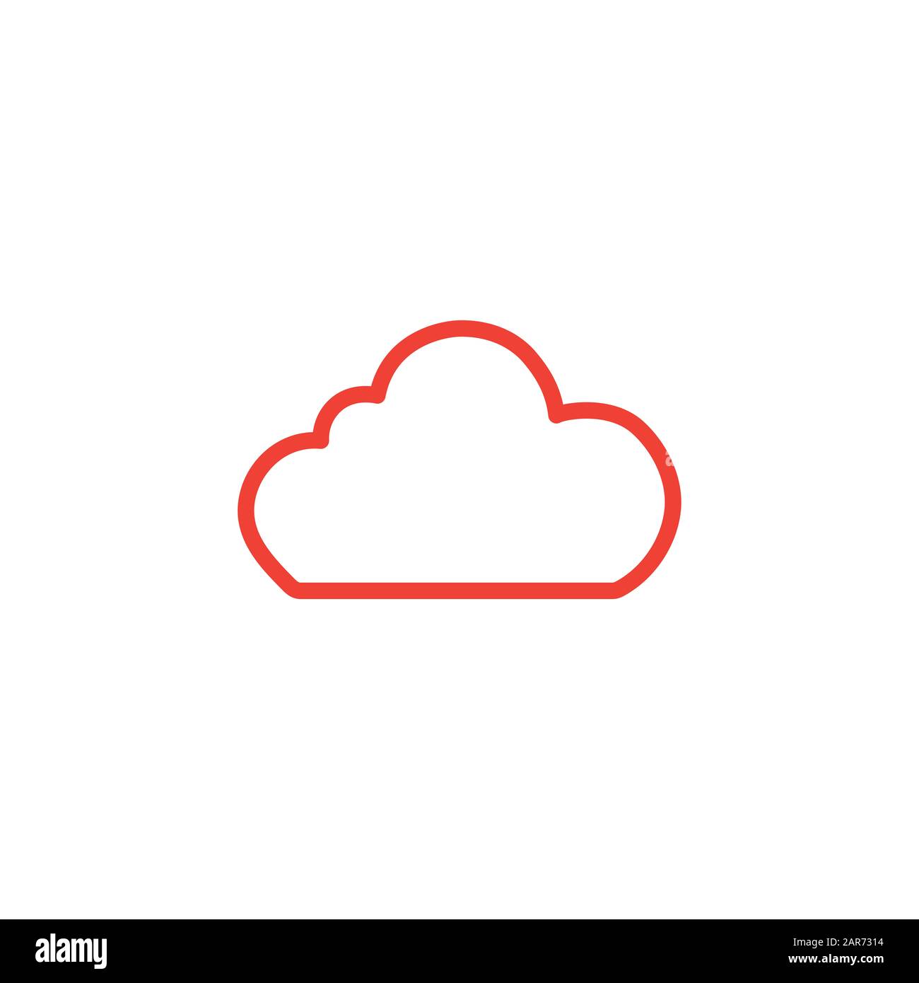 Cloud Line Red Icon On White Background. Red Flat Style Vector ...