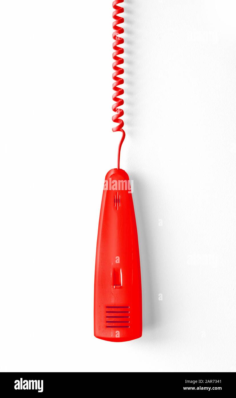 Retro red phone reciever on white background. with clipping path Stock ...