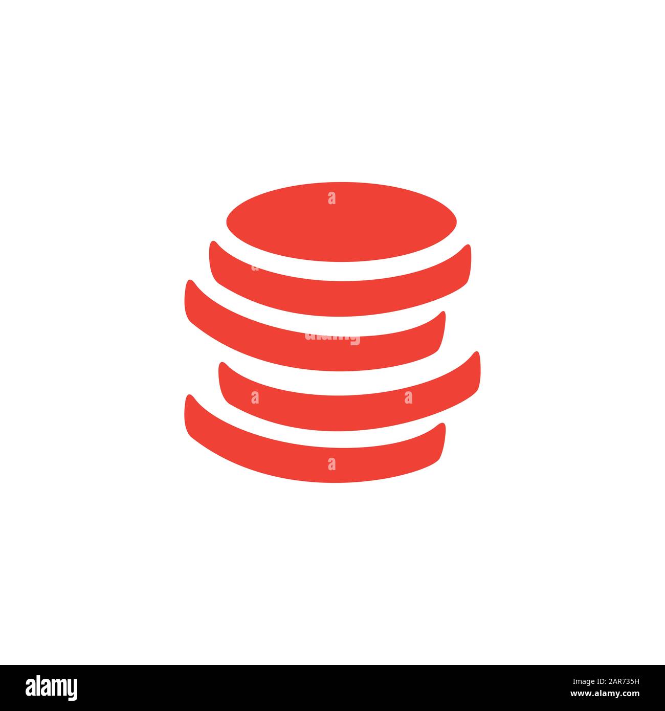 Coin Red Icon On White Background. Red Flat Style Vector Illustration ...
