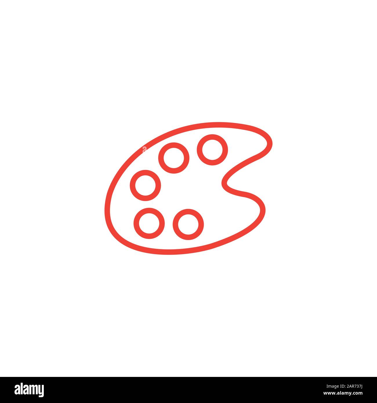 Painting Color Palette Line Red Icon On White Background. Red Flat ...