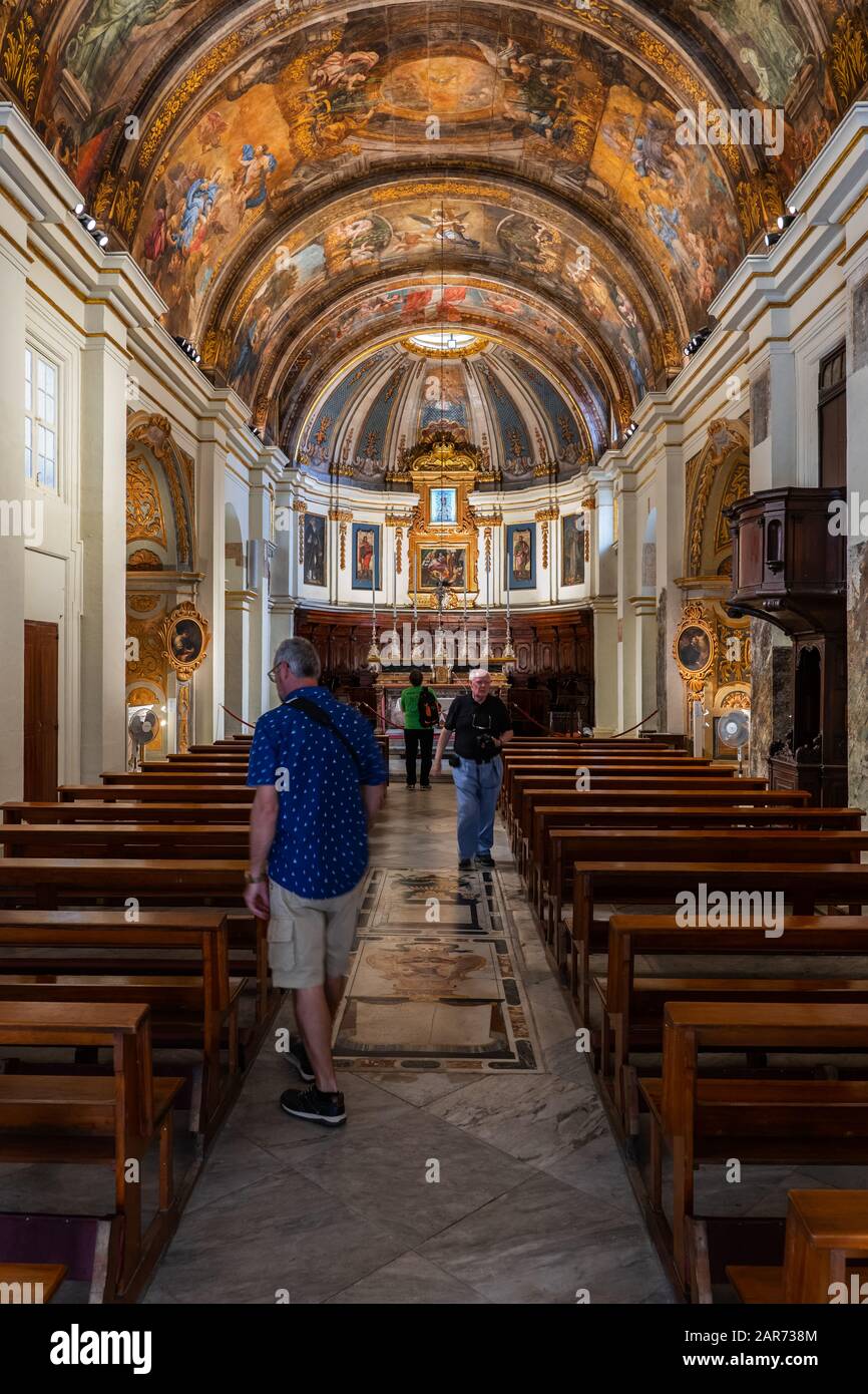 Church of Our Lady of Victory interior in Valletta, Malta, Baroque ...