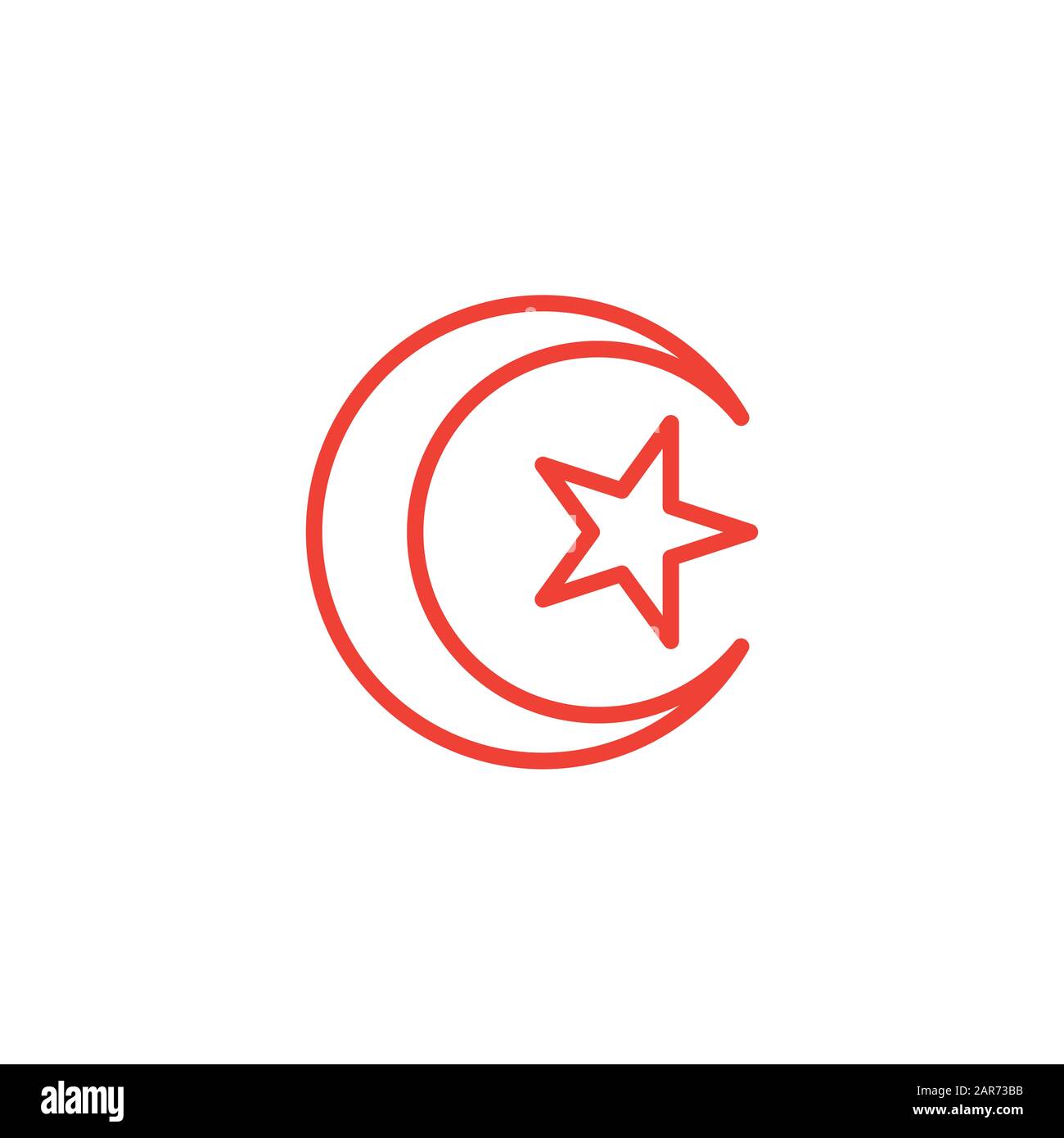 Crescent Line Red Icon On White Background. Red Flat Style Vector ...
