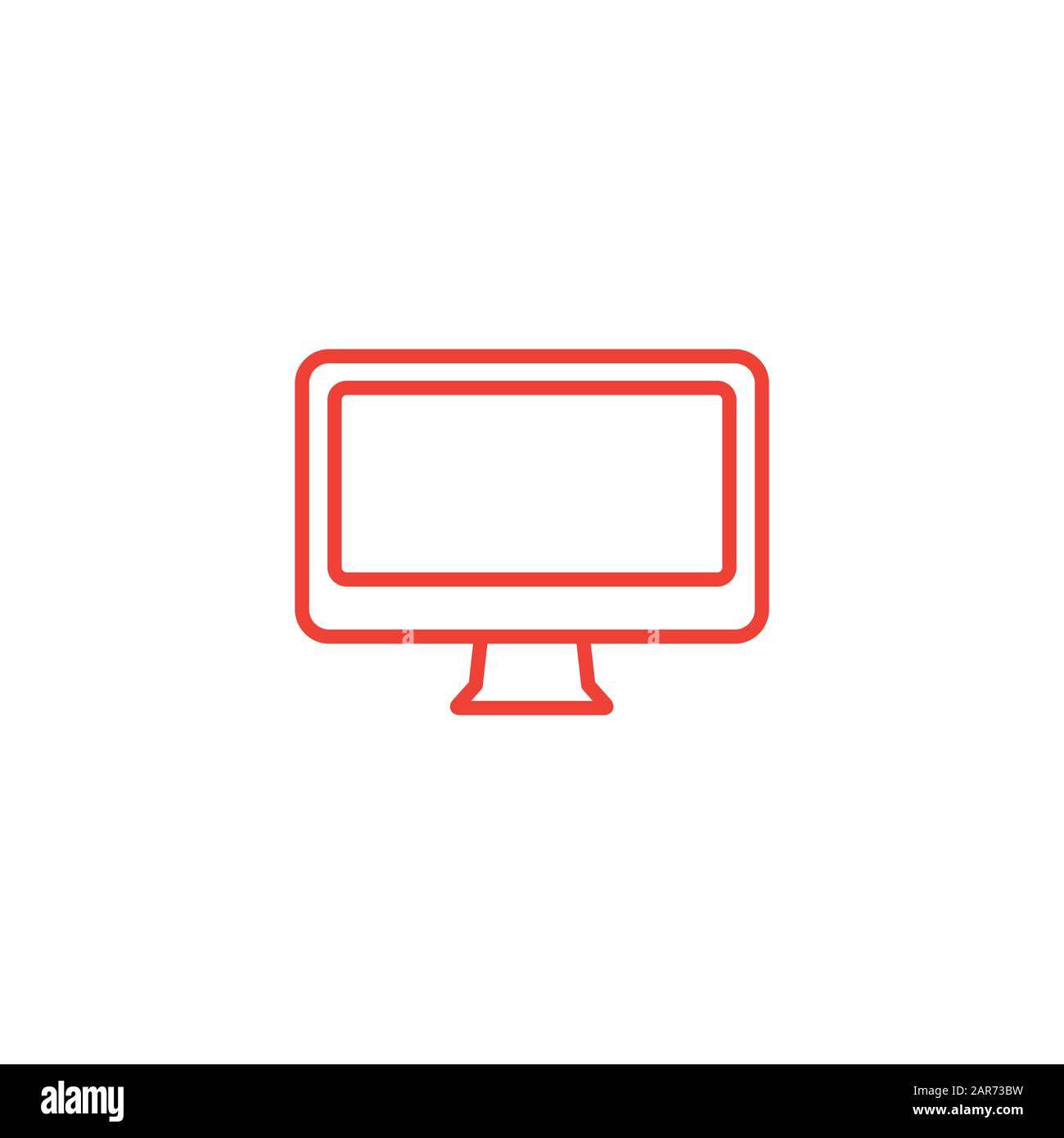 Computer Monitor Line Red Icon On White Background. Red Flat Style ...