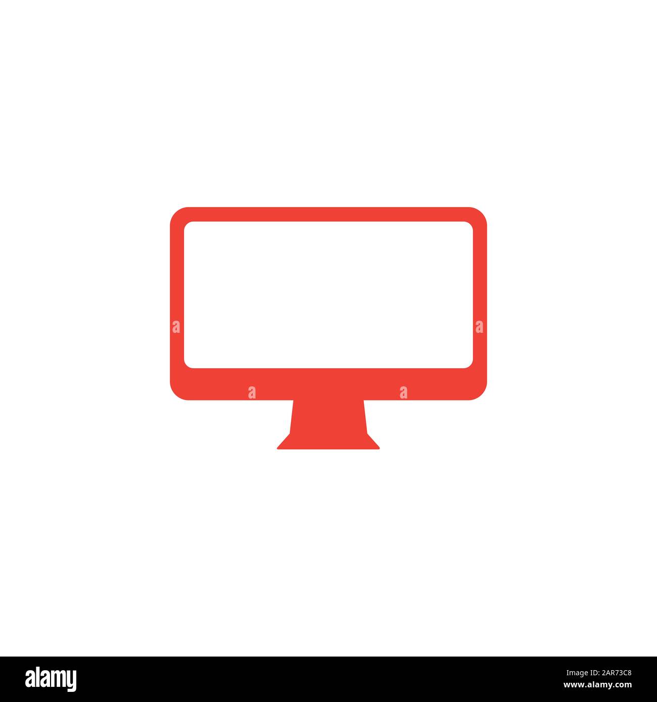 Computer Monitor Red Icon On White Background. Red Flat Style Vector ...
