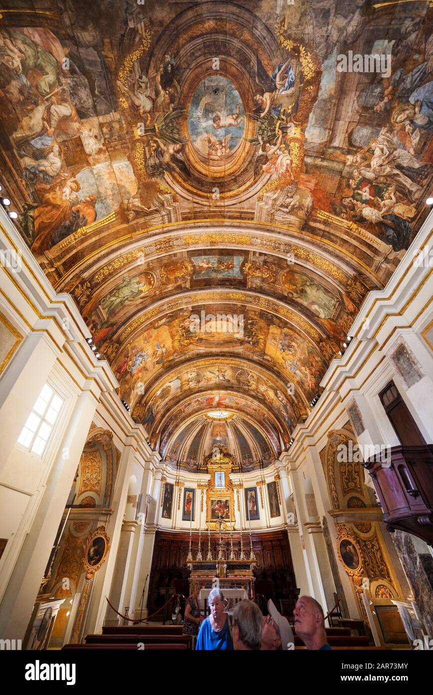 Church of Our Lady of Victory Baroque interior in Valletta, Malta ...