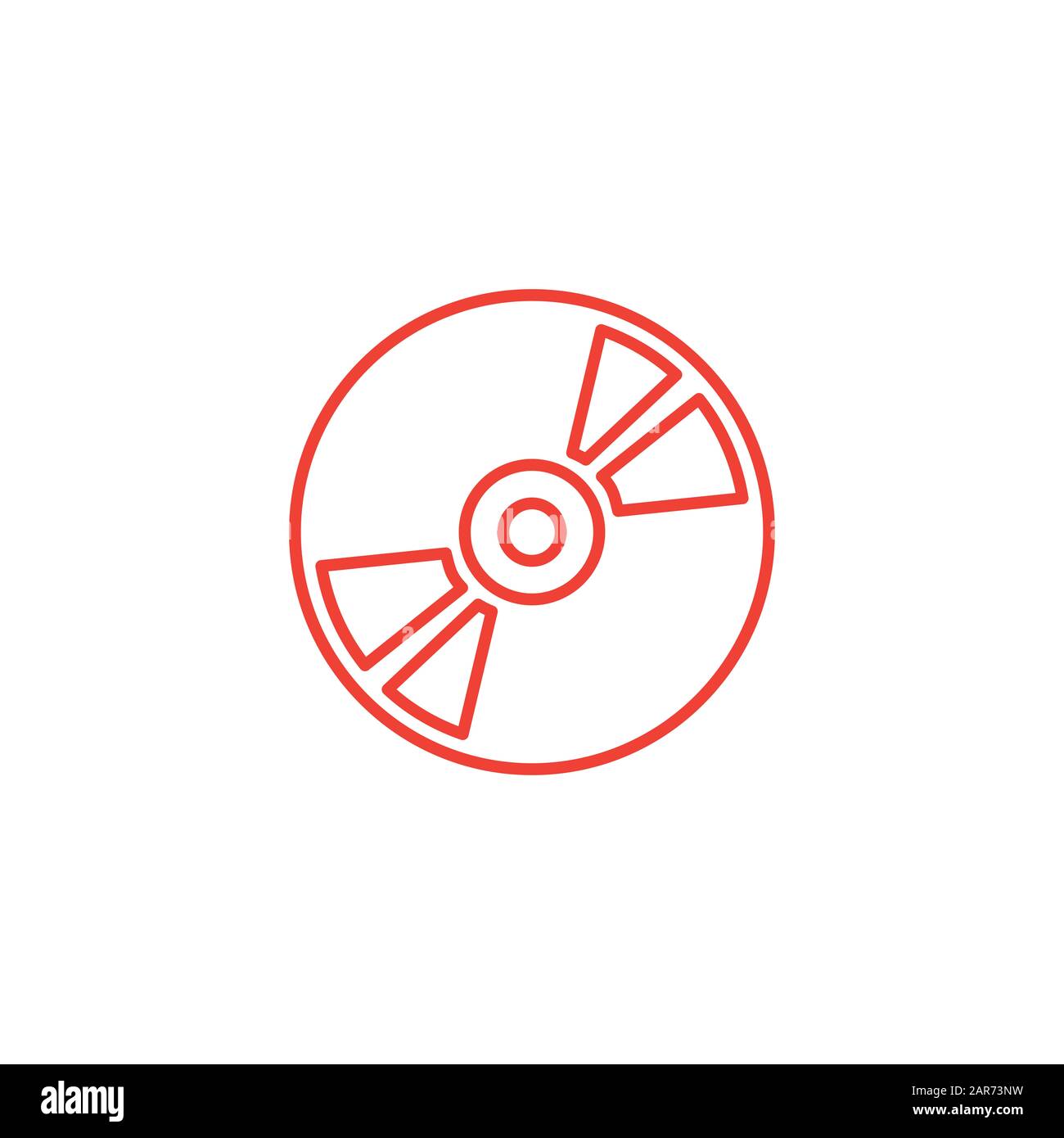 DVD or CD Line Red Icon On White Background. Red Flat Style Vector ...